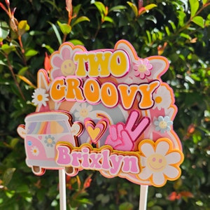 Personalized Groovy Cake Topper: Flower Rainbow Birthday Party - Etsy