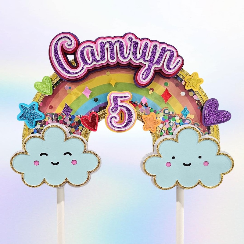 Rainbow Cake Topper - Etsy