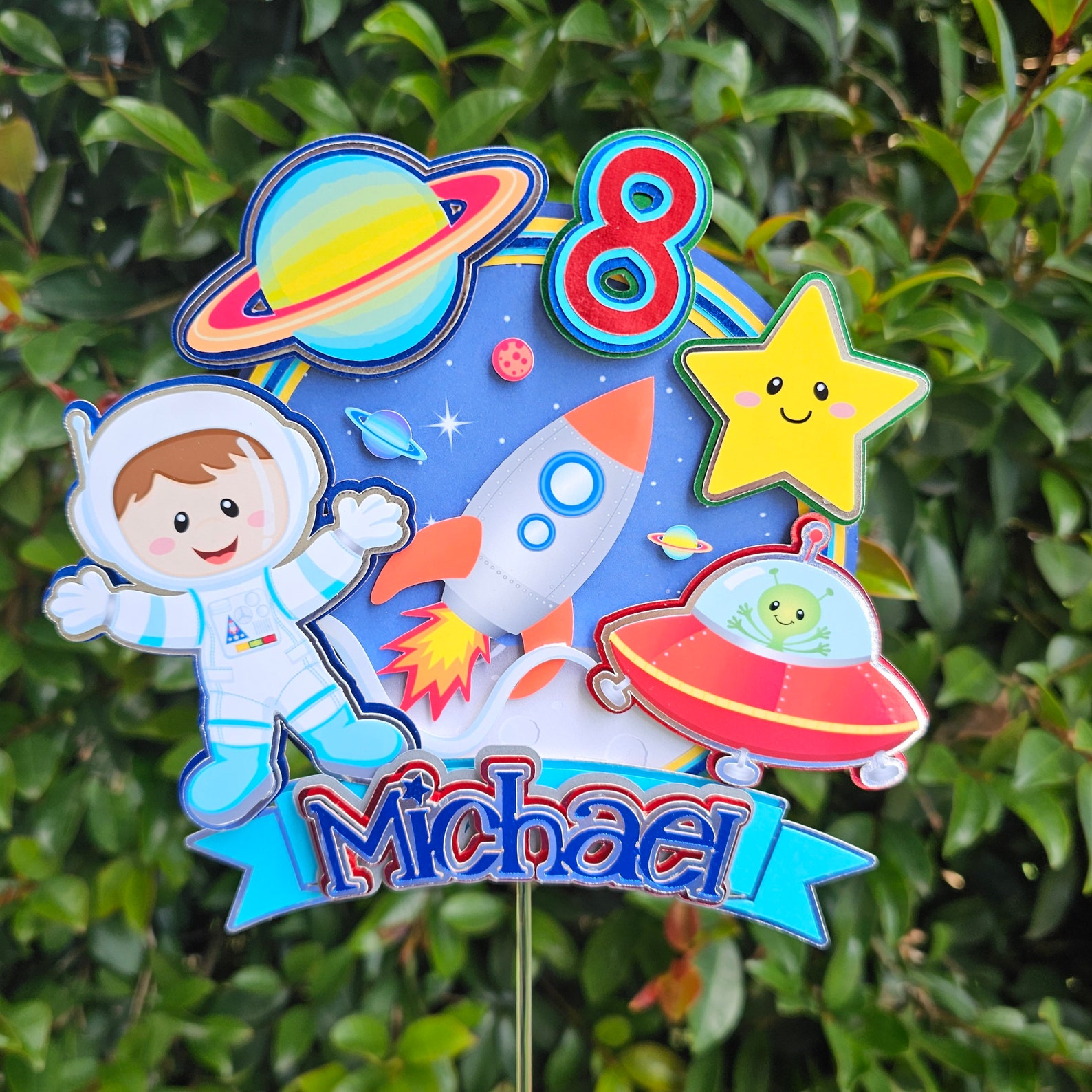 Astronaut Space Cake Topper | Astronaut Cake Topper| Personalized Name ...