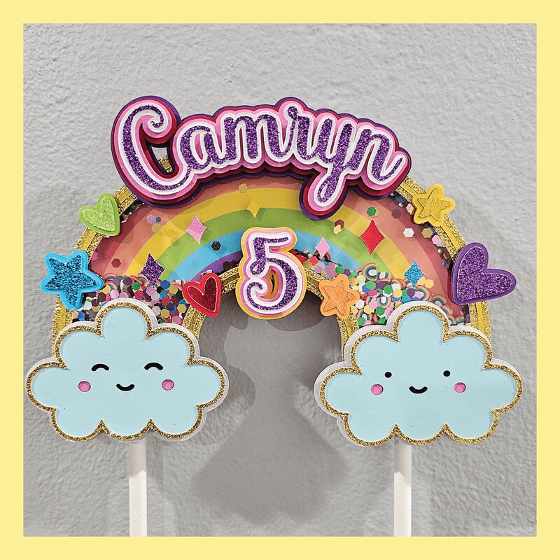 Rainbow Cake Topper - Etsy