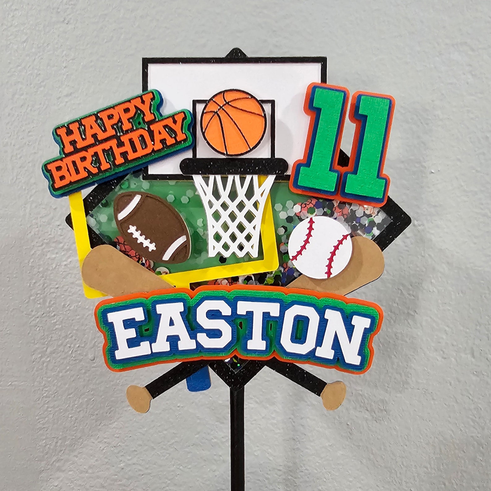 Personalized Sports Cake Topper Shaker: Baseball, Basketball, Football ...