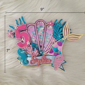 Mermaid Theme Cake Topper Personalized Name Age Birthday - Etsy