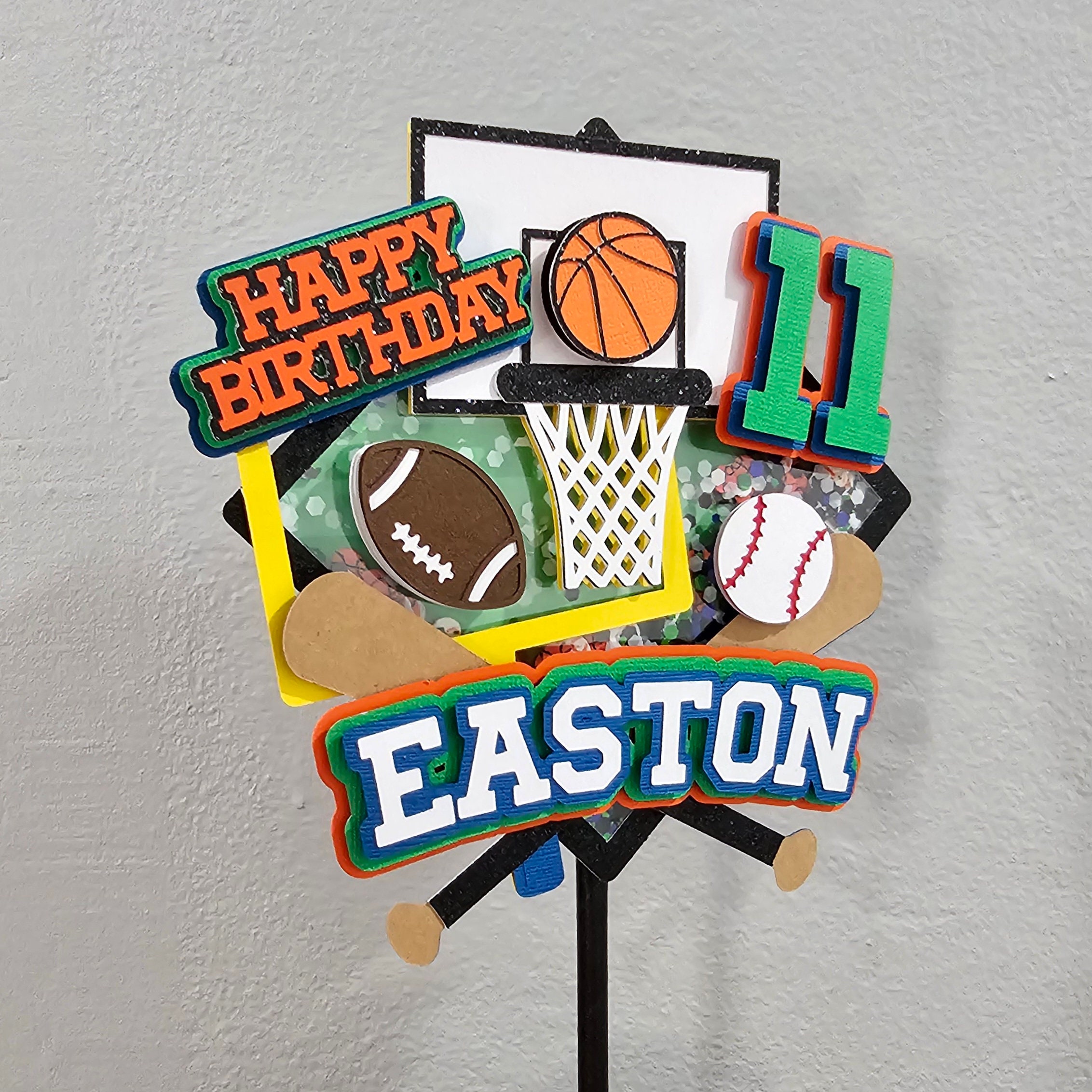 Personalized Sports Cake Topper Shaker: Baseball, Basketball, Football ...