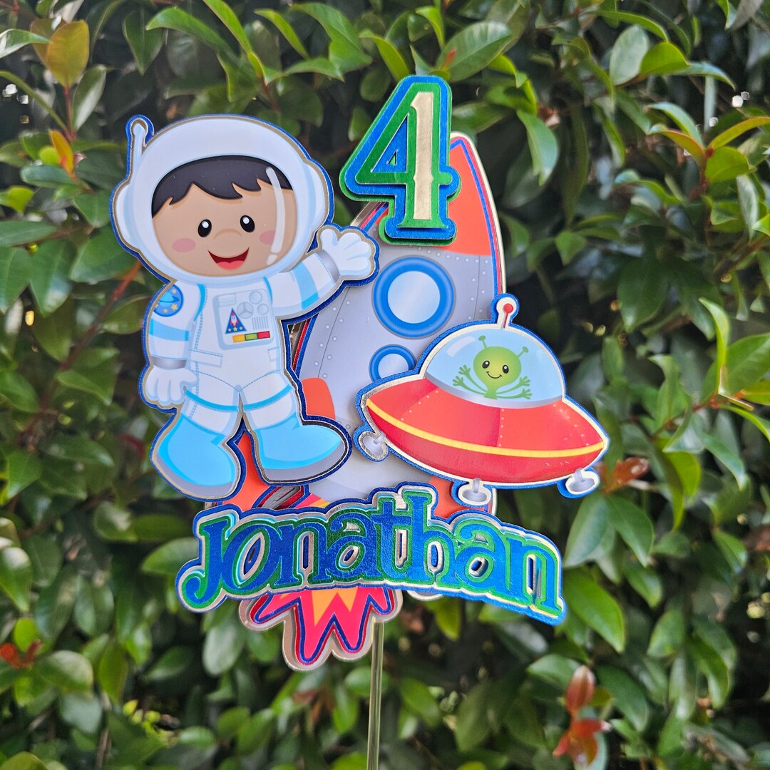 Astronaut Rocket Cake Topper | Space Cake Topper| Personalized Name ...
