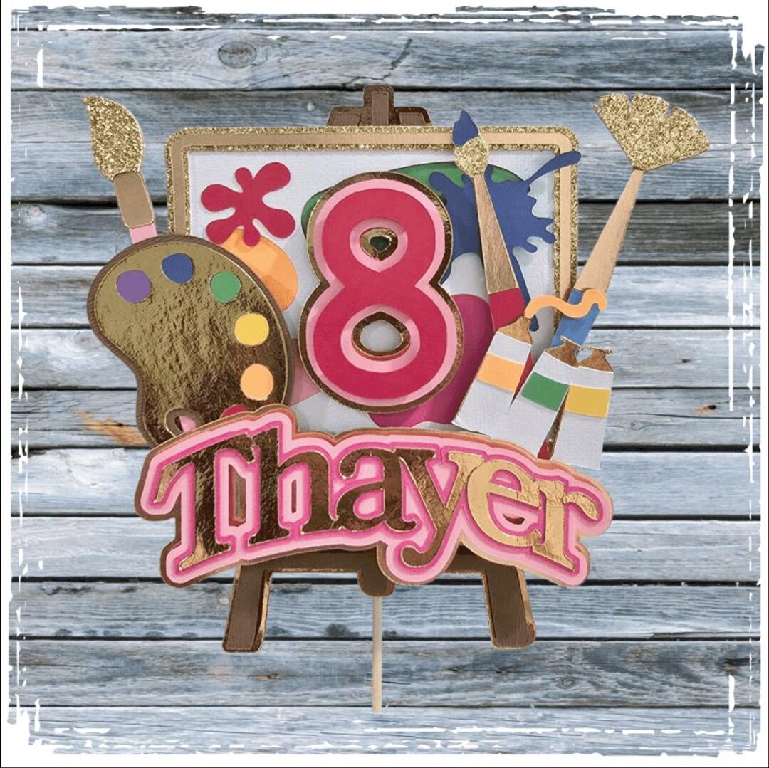Art Easel Birthday Cake Topper: Custom Colors, Personalized Art Party ...