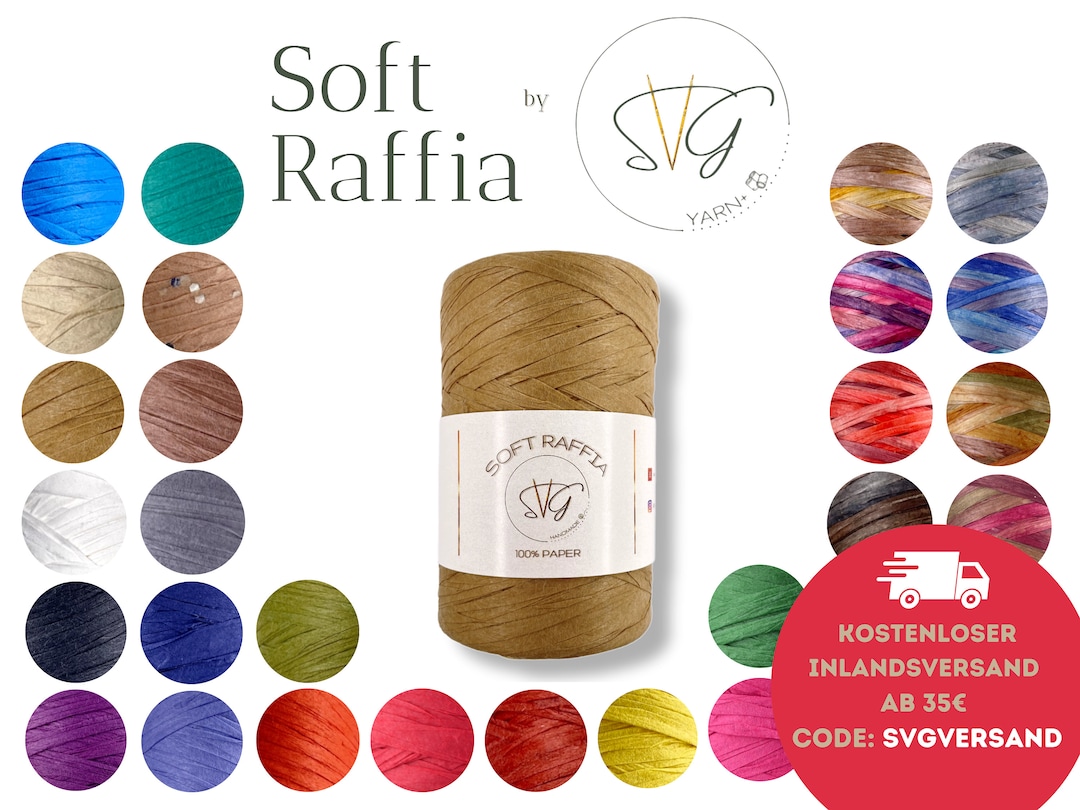 Premium Raffia, 30 Colors, Paper Yarn, 245 M, Soft, Washable, Paperyarn ...