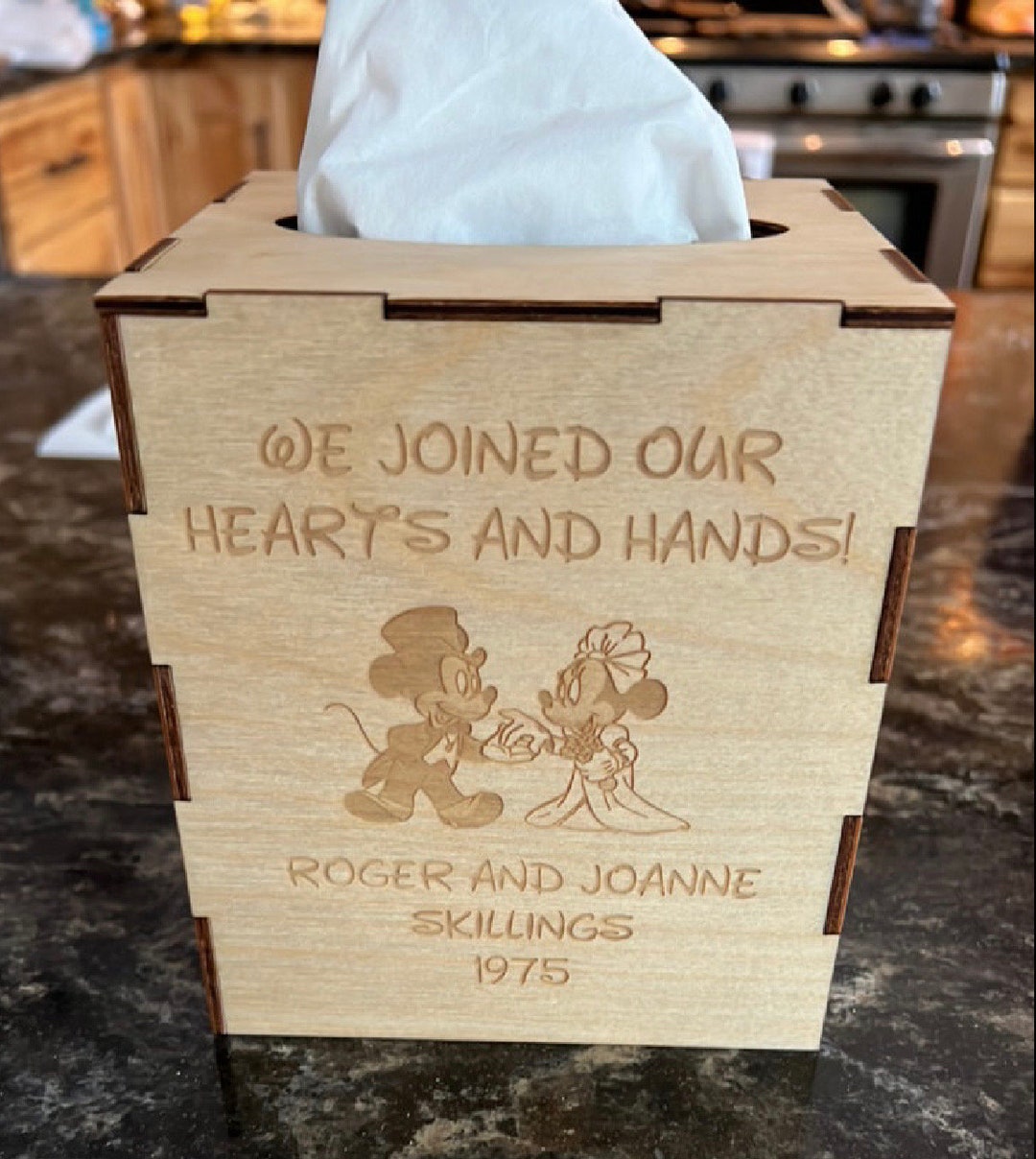 Mickey Mouse Tissue Box Wedding Tissue Box Laser Engraved Hand Stained ...
