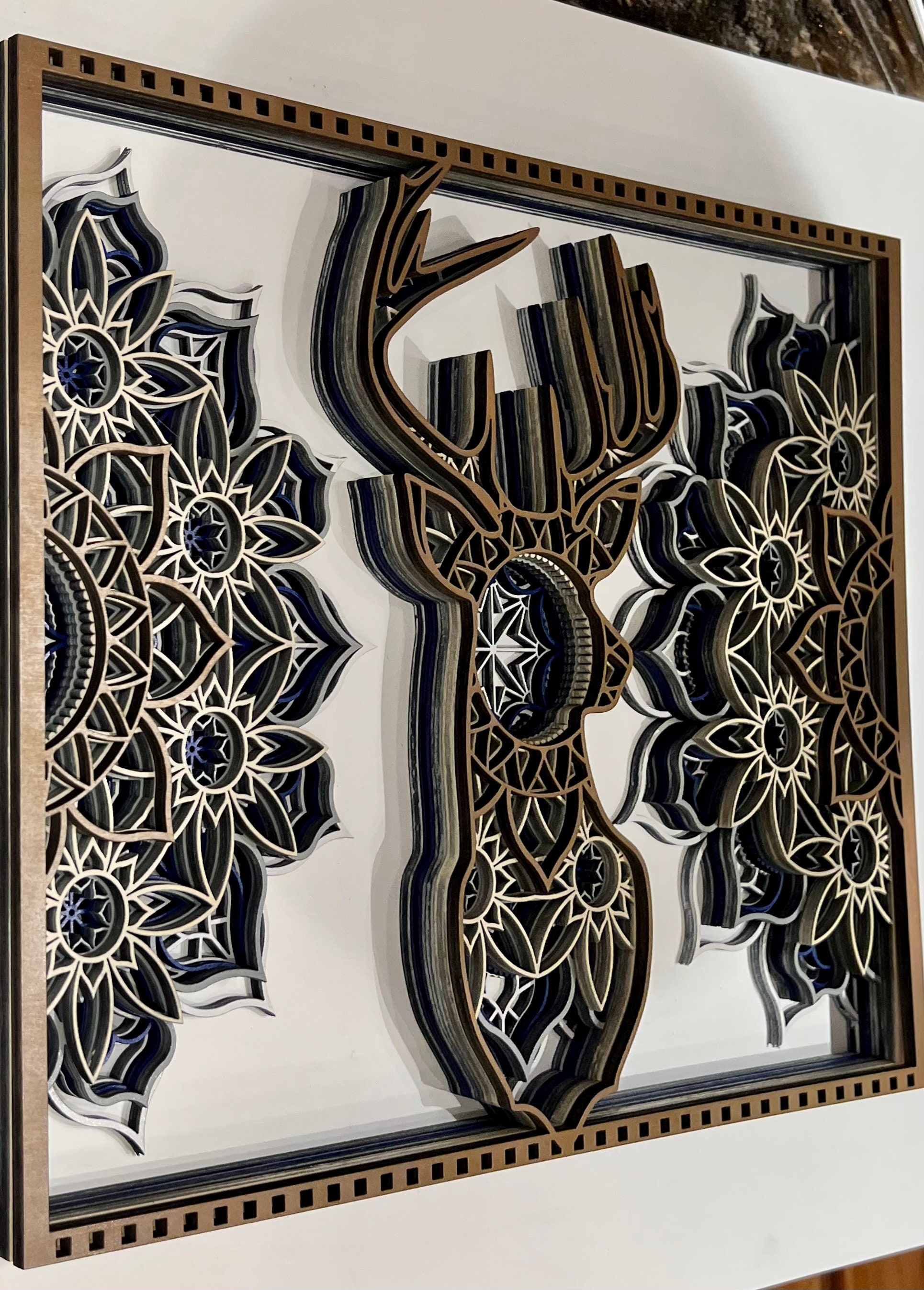 Deer Mandala Art, Giant Sized, 5 Layers, Laser Cut, Hand Stained, Hand ...