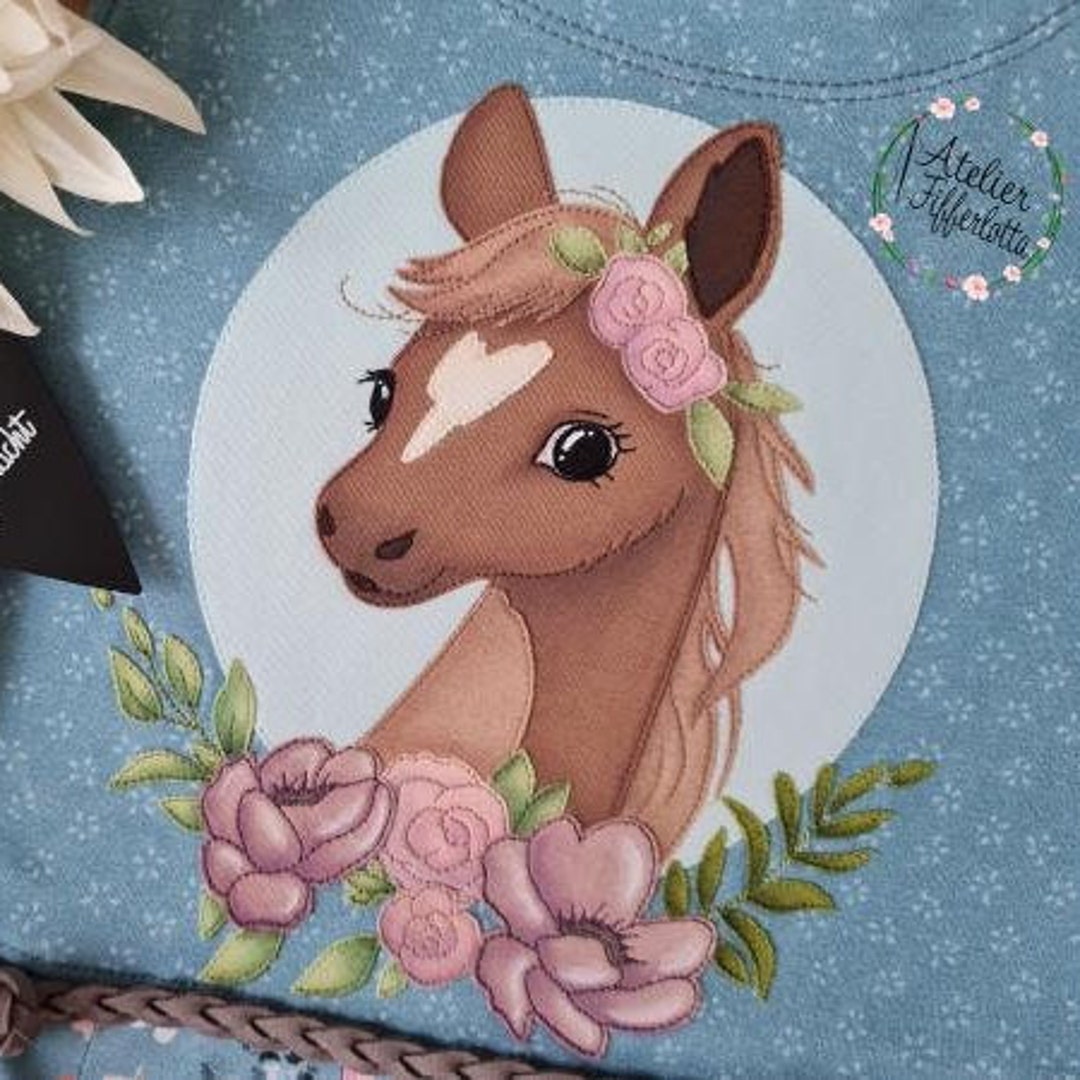 Applikationsvorlage Spring Flower Pferd - Etsy