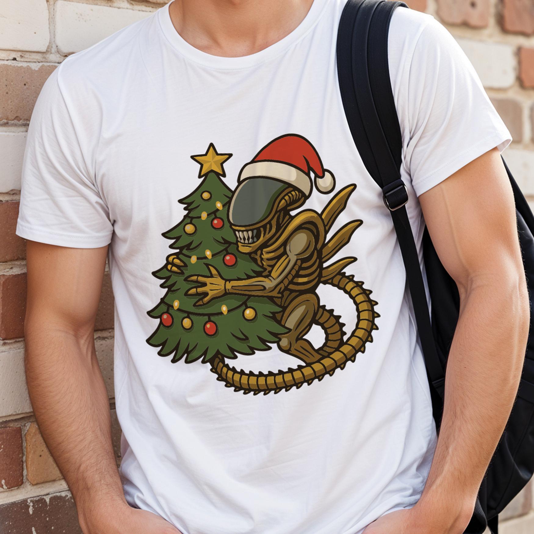 Alien Christmas Tree SVG, Funny Space Monster Santa Clipart, Sci-fi ...