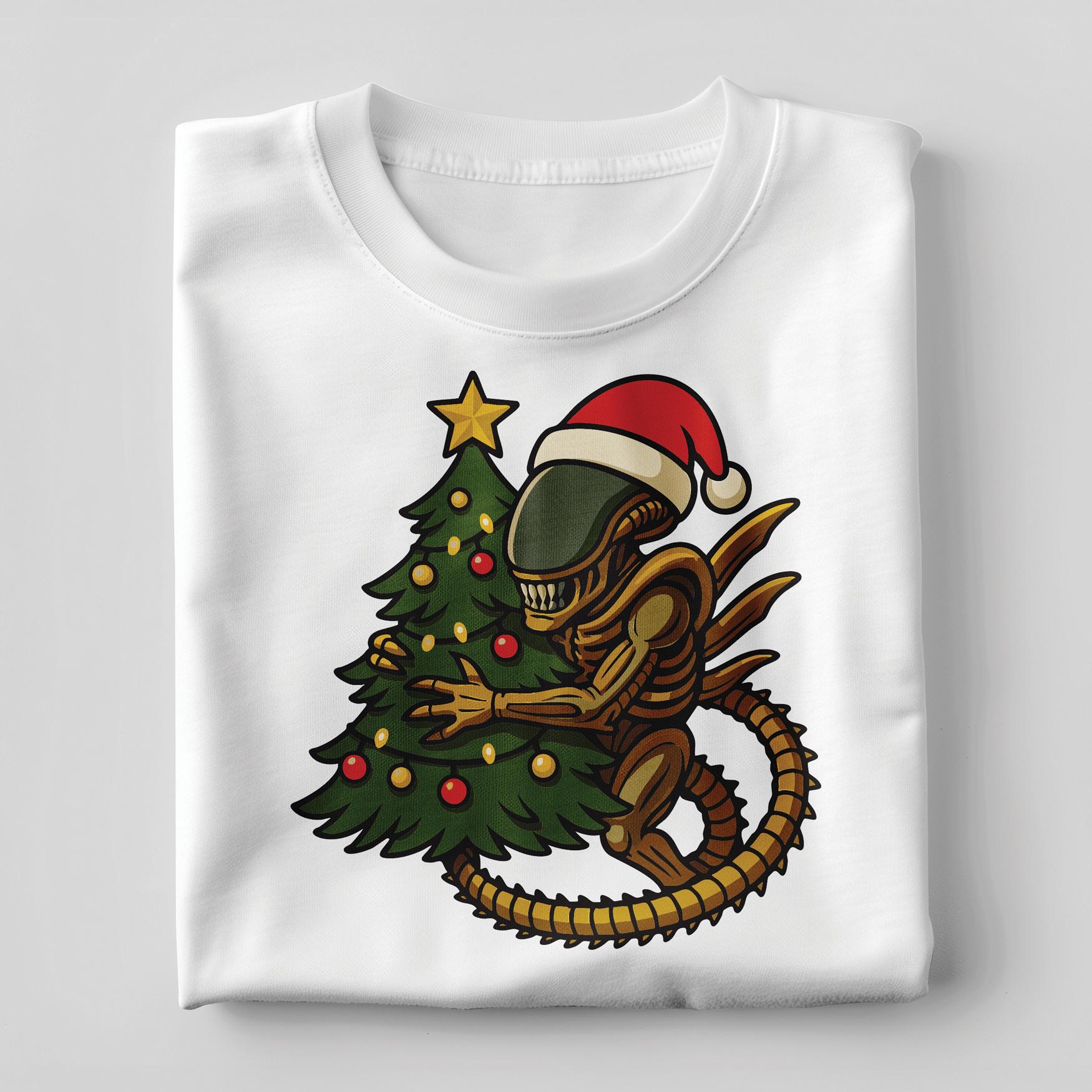 Alien Christmas Tree SVG, Funny Space Monster Santa Clipart, Sci-fi ...