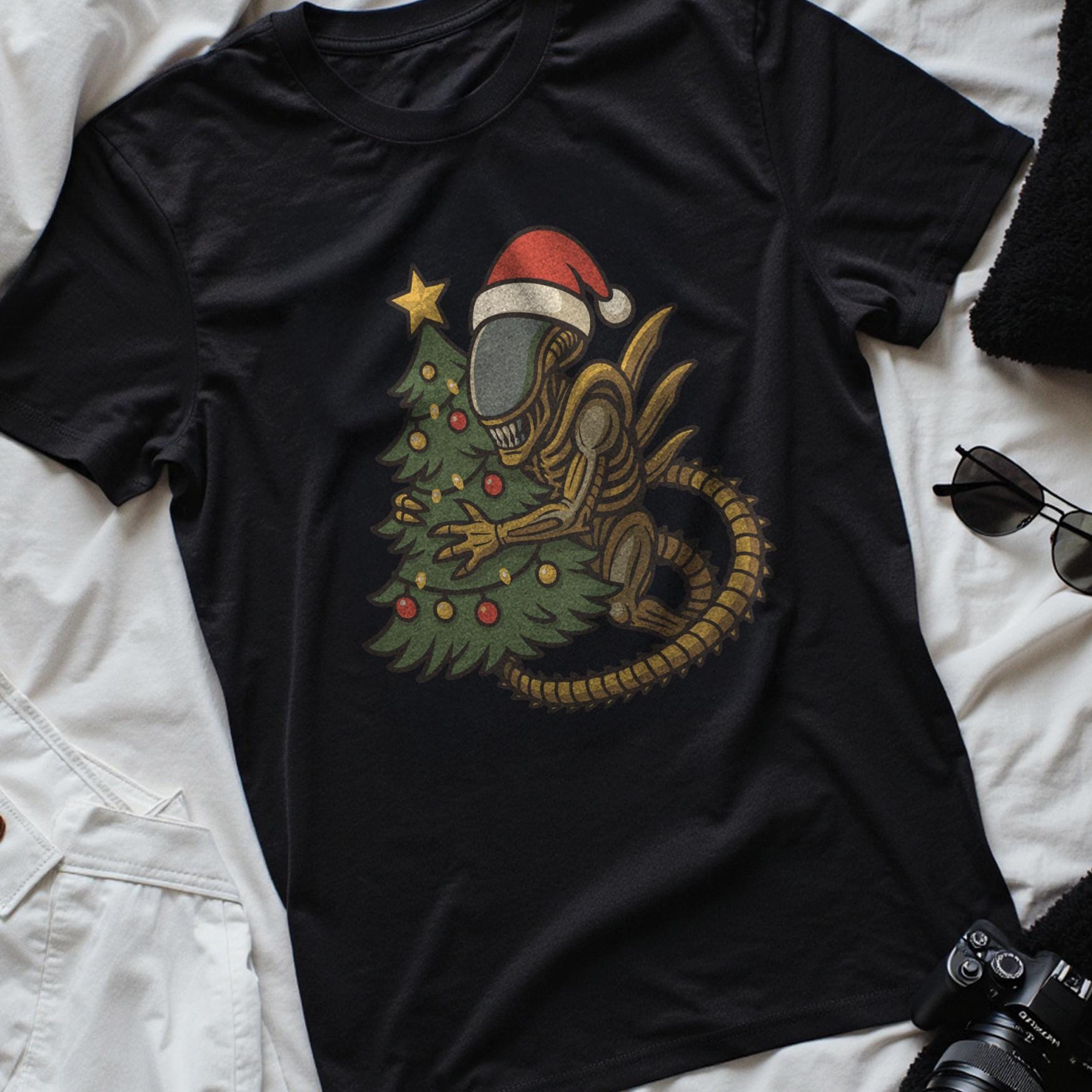 Alien Christmas Tree SVG, Funny Space Monster Santa Clipart, Sci-fi ...
