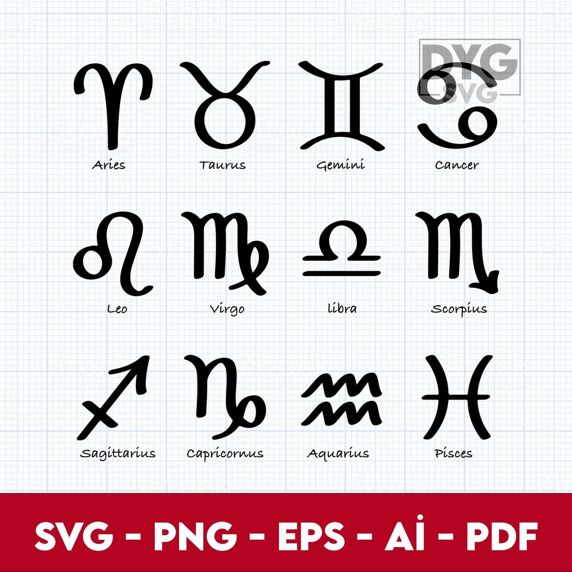 Zodiac Signs SVG Bundle , Zodiac Svg Bundle, Zodiac Sign Svg, Astrology ...