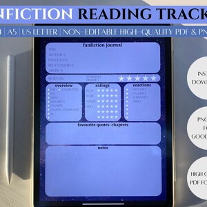 Fanfiction Journal Digital Tracker Sheet, Printable | Reading Diary Log ...