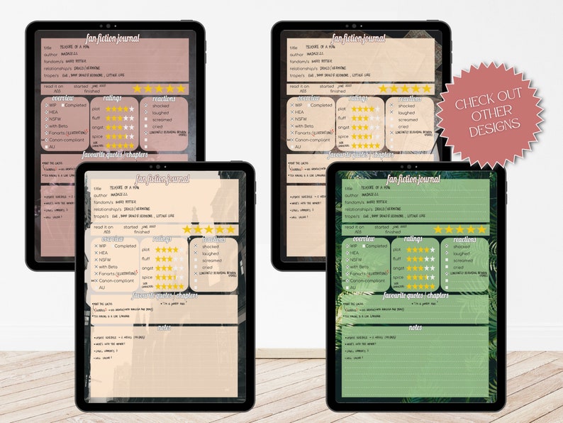 Digital Fan Fiction Tracker Sheet | Printable | Reading Journal | Log ...
