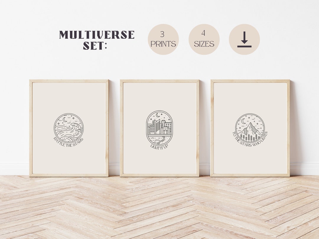 Multiverse Set : Book Series Crossover Quote Print Subtle Bookish Wall ...