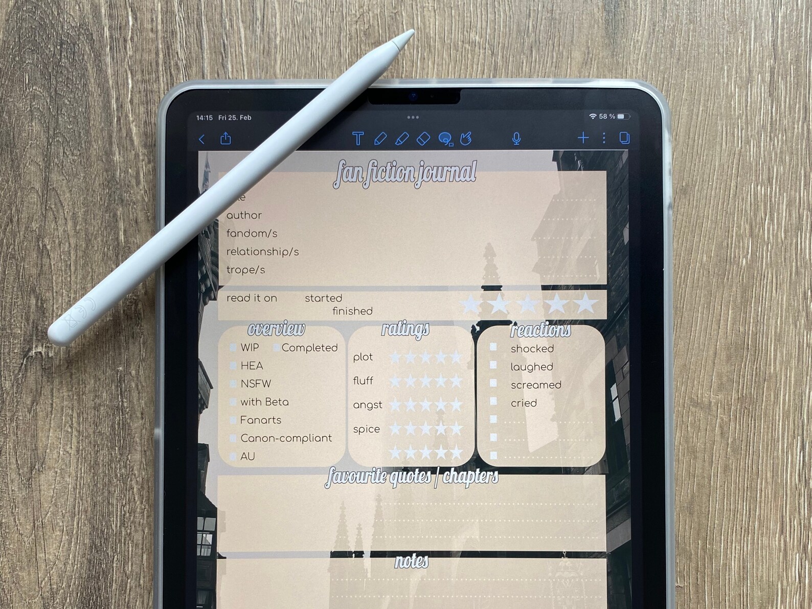 Fanfiction Tracker Sheet Set Printable Bundle Reading - Etsy