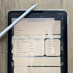 Fanfiction Tracker Sheet Set Printable Bundle Reading Journal Log A4 ...