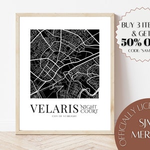 ACOTAR Velaris Map Print, Night Court Art, City of Starlight ...