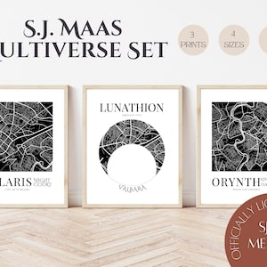 SJM Multiverse Map Prints, Maasverse Velaris Orynth Lunathion Crossover ...