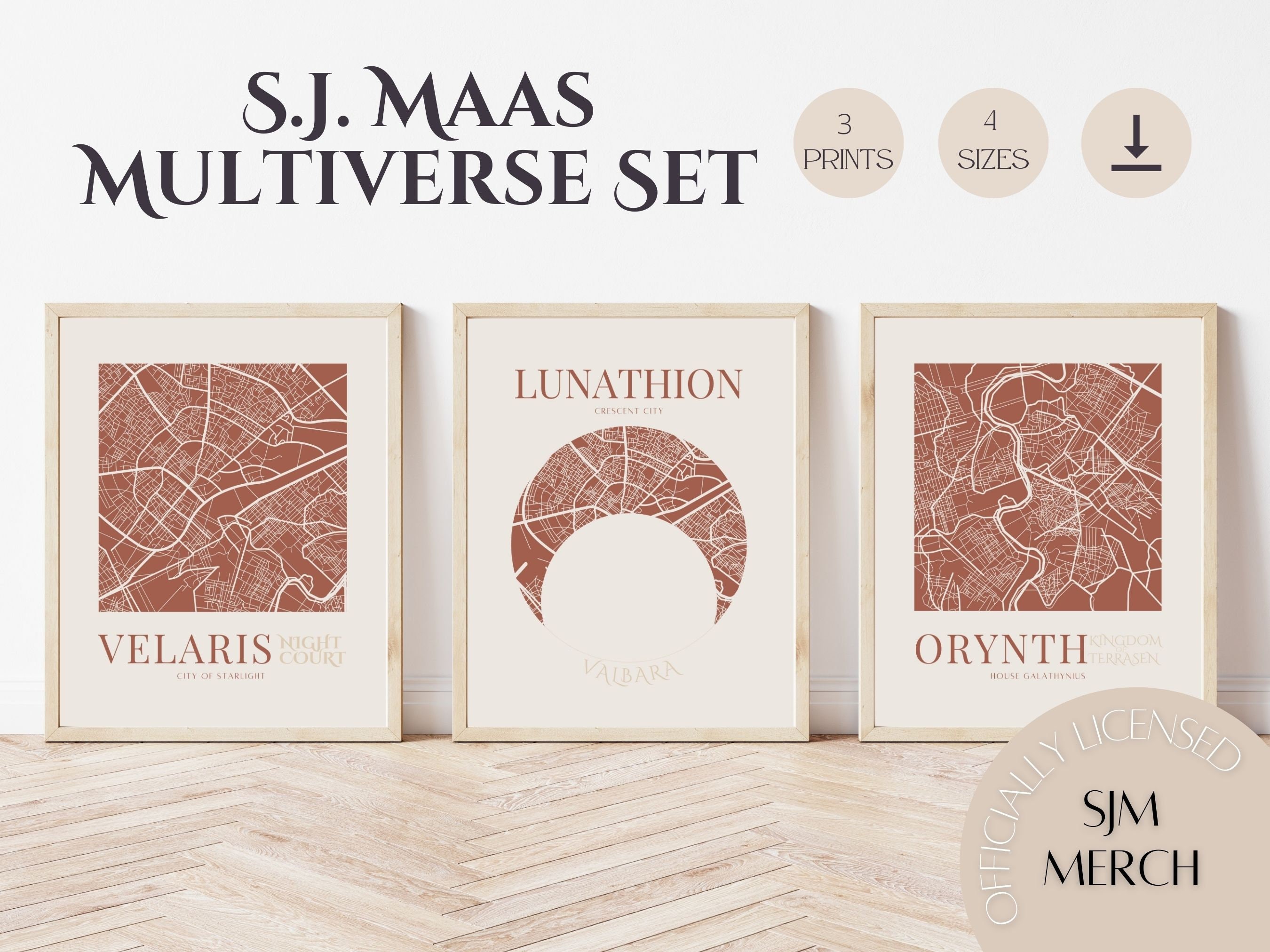 SJM Multiverse Map Prints Maasverse Velaris Orynth Lunathion - Etsy UK