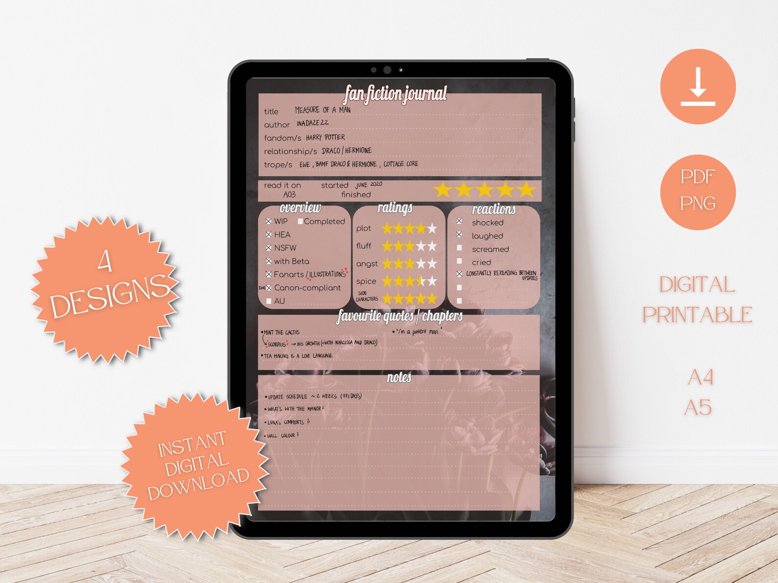 Fanfiction Tracker Sheet Set Printable Bundle Reading - Etsy