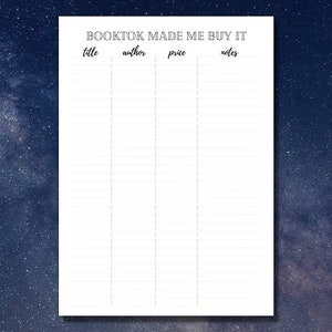 Booktok Journal: Printable Reading Tracker for Book Lover | Instant ...