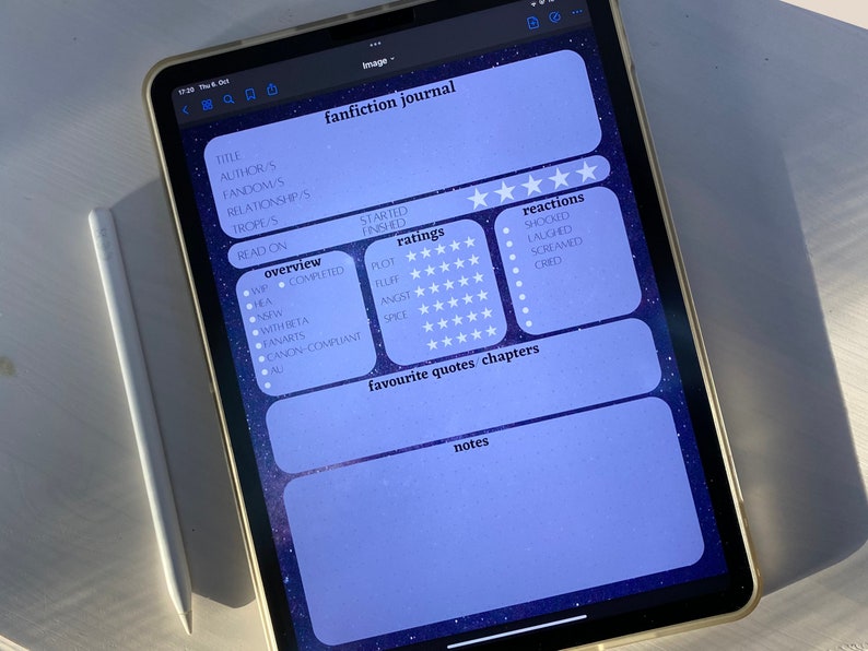 Fanfiction Journal Digital Tracker Sheet Printable Reading - Etsy