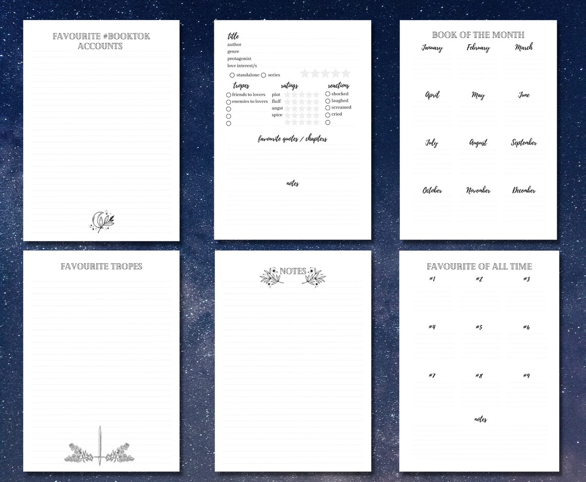 Booktok Journal: Printable Reading Tracker for Book Lover | Instant ...