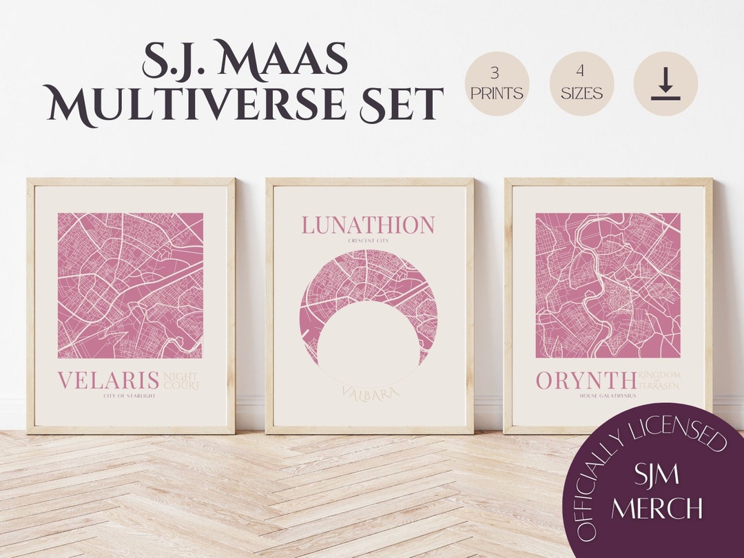 SJM Multiverse Map Prints, Maasverse Velaris Orynth Lunathion Crossover ...