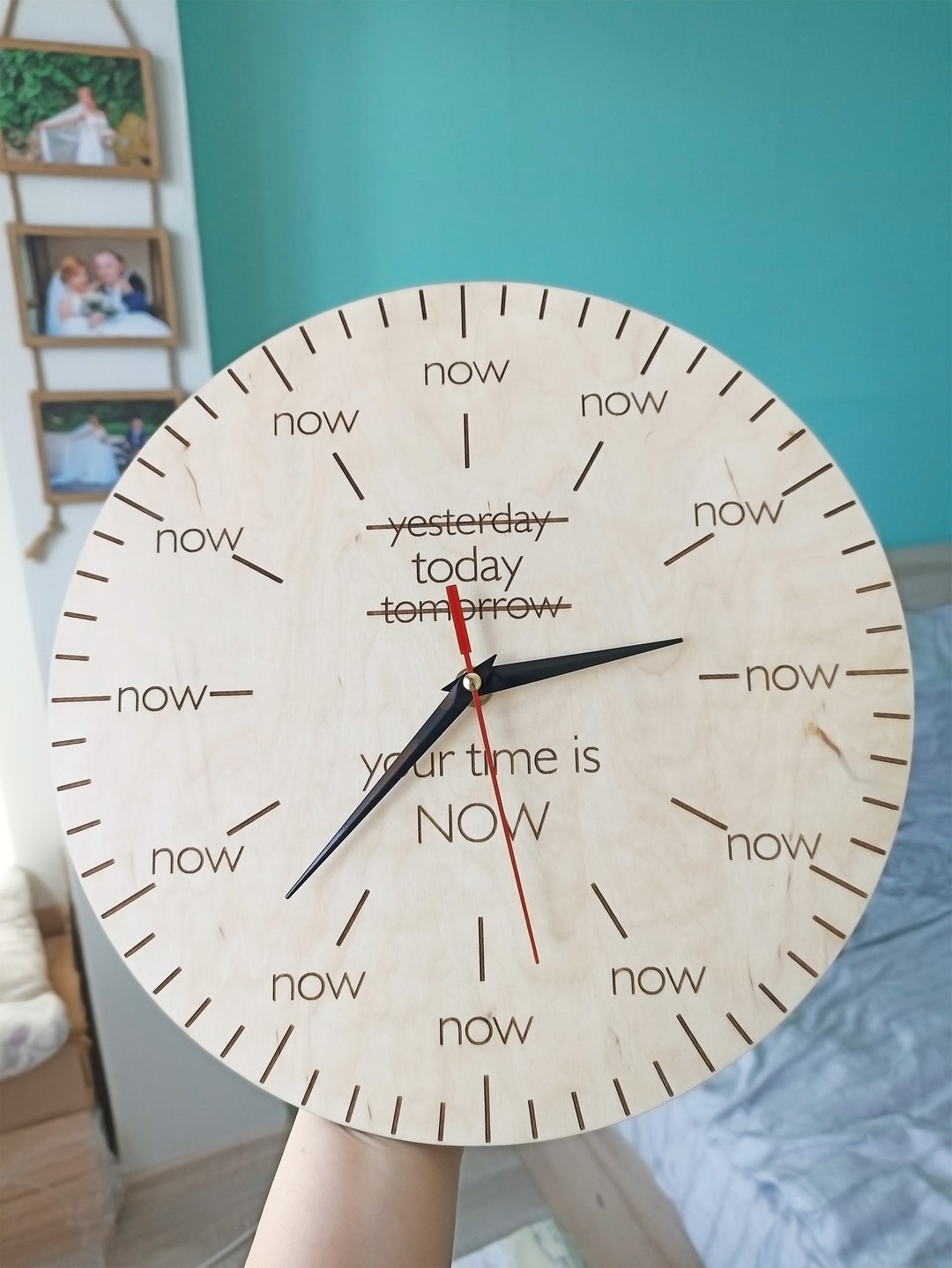 Motivational Wall Clock Inspirational Clock Now Modern Wall Clock ...