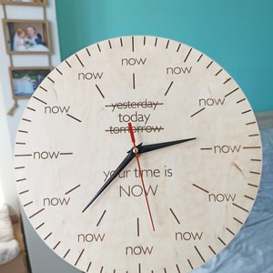 Motivational Wall Clock Inspirational Clock Now Modern Wall Clock ...