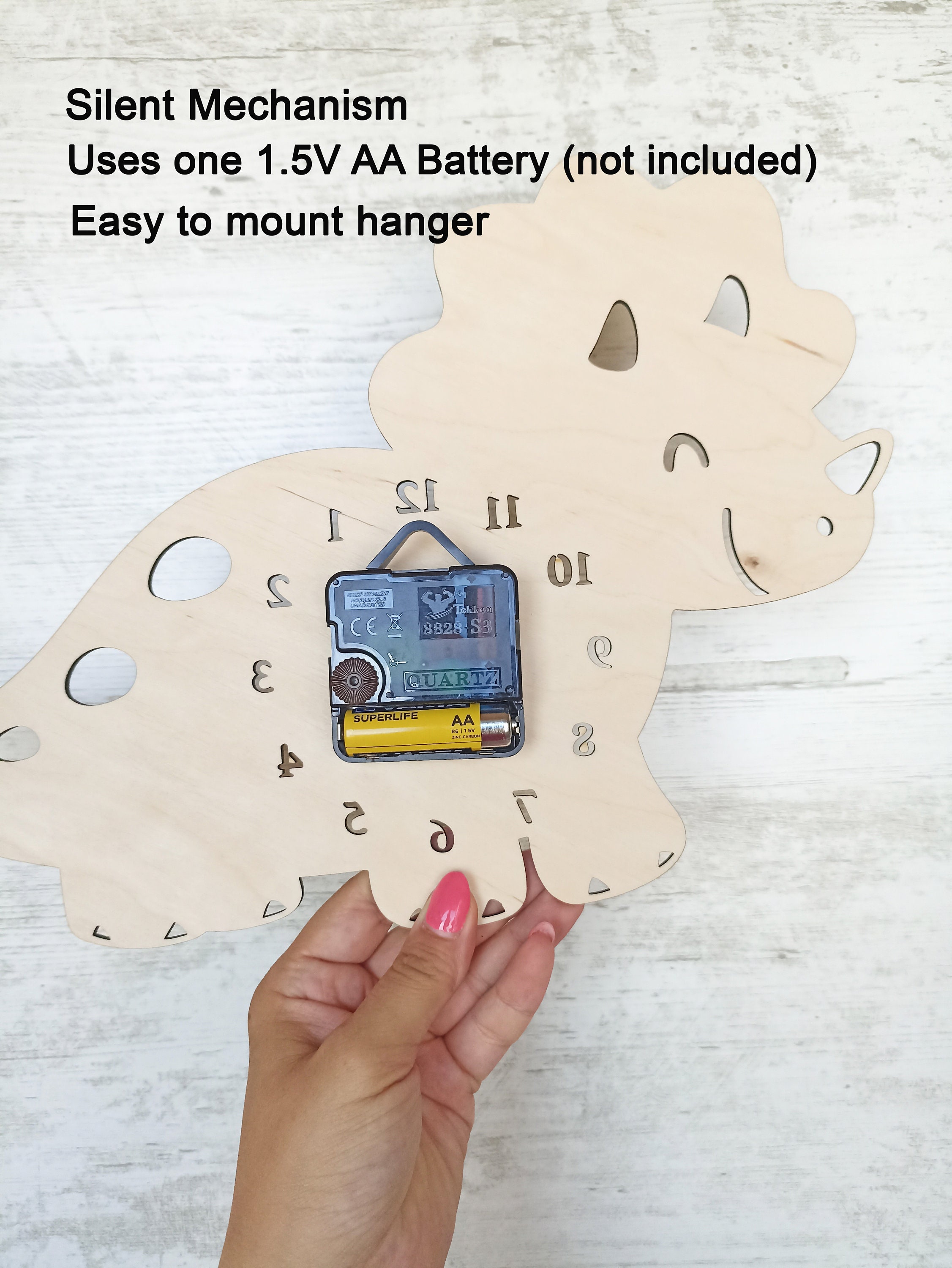 Dinosaur Nursery Wall Clock, Cute Bedroom Decor, Baby Triceratops ...