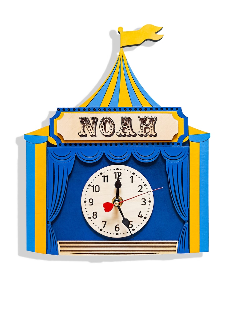Unique Wall Clock Perfect Kids Room Decor Children's Circus Theme ...