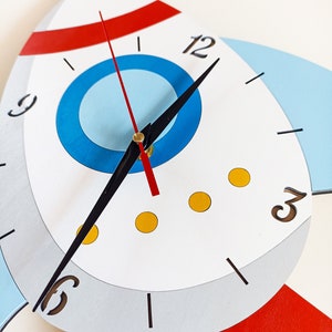Rocket Wall Clock Nursery Room Wall Clock Silent Movement Wall Clock ...