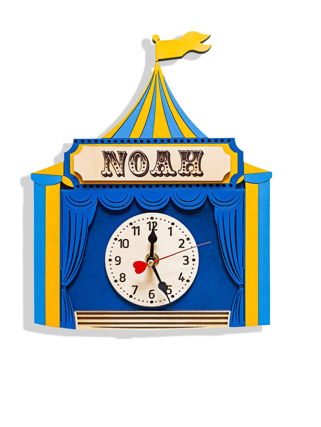 Boys Circus Wall Clock Perfect Boy Room Decor Children's Clock Circus ...