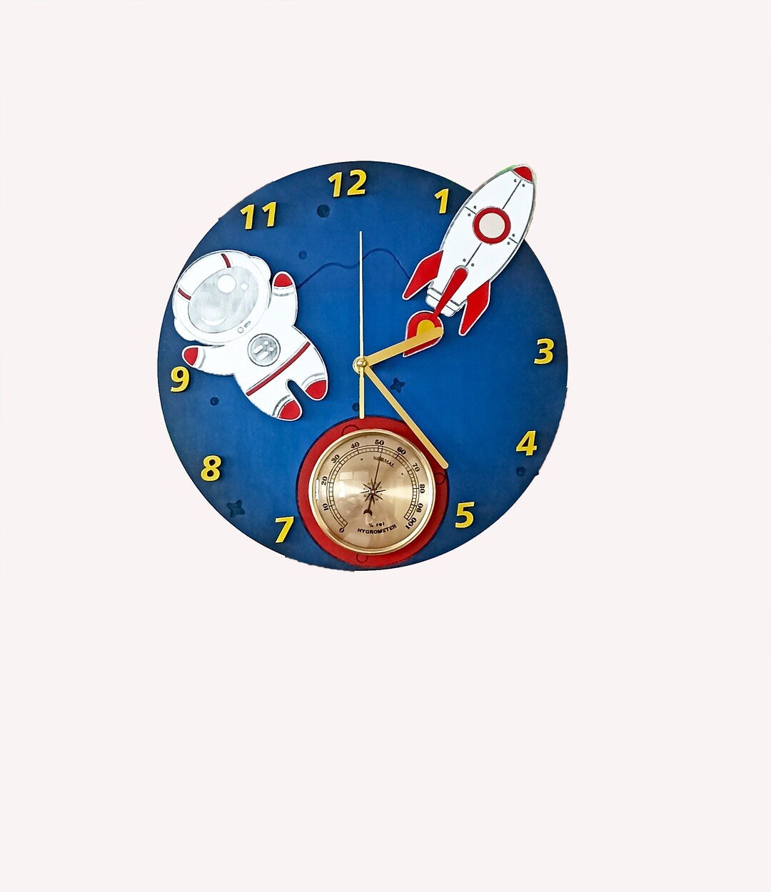 Outer Space Nursery Wall Clock - Rocket & Astronaut Design - Weather ...