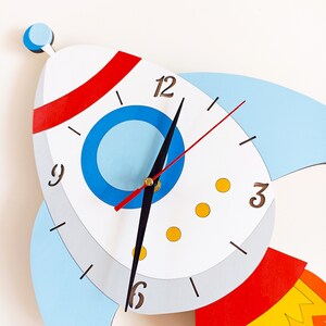 Rocket Wall Clock Nursery Room Wall Clock Silent Movement Wall Clock ...