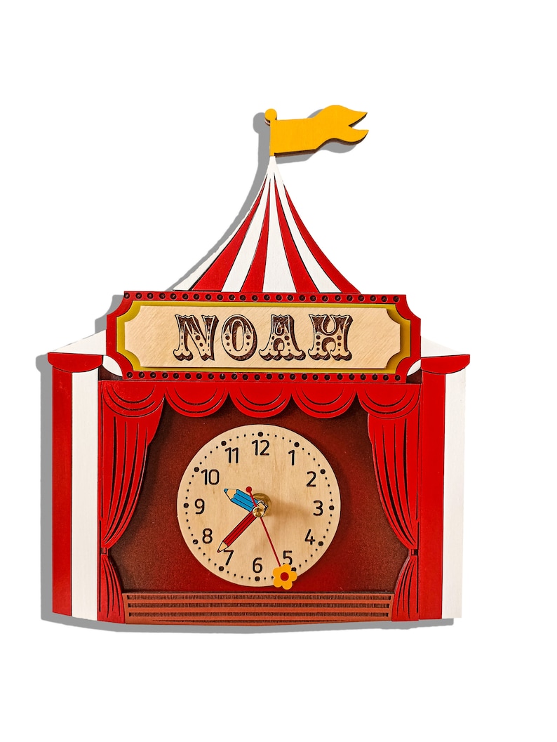 Unique Wall Clock Perfect Kids Room Decor Children's Circus Theme ...