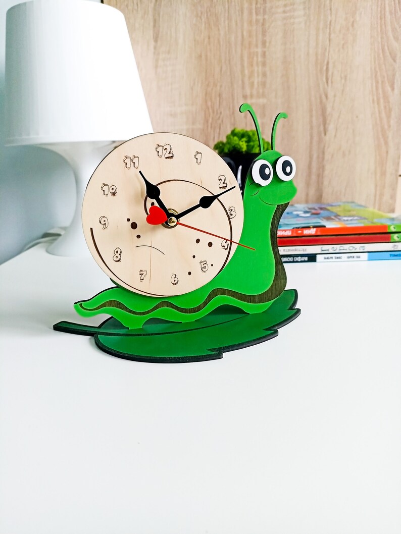 Boys Table Clock Analog Kids Tabletop Clocks Snail Shaped Shelf Clock ...