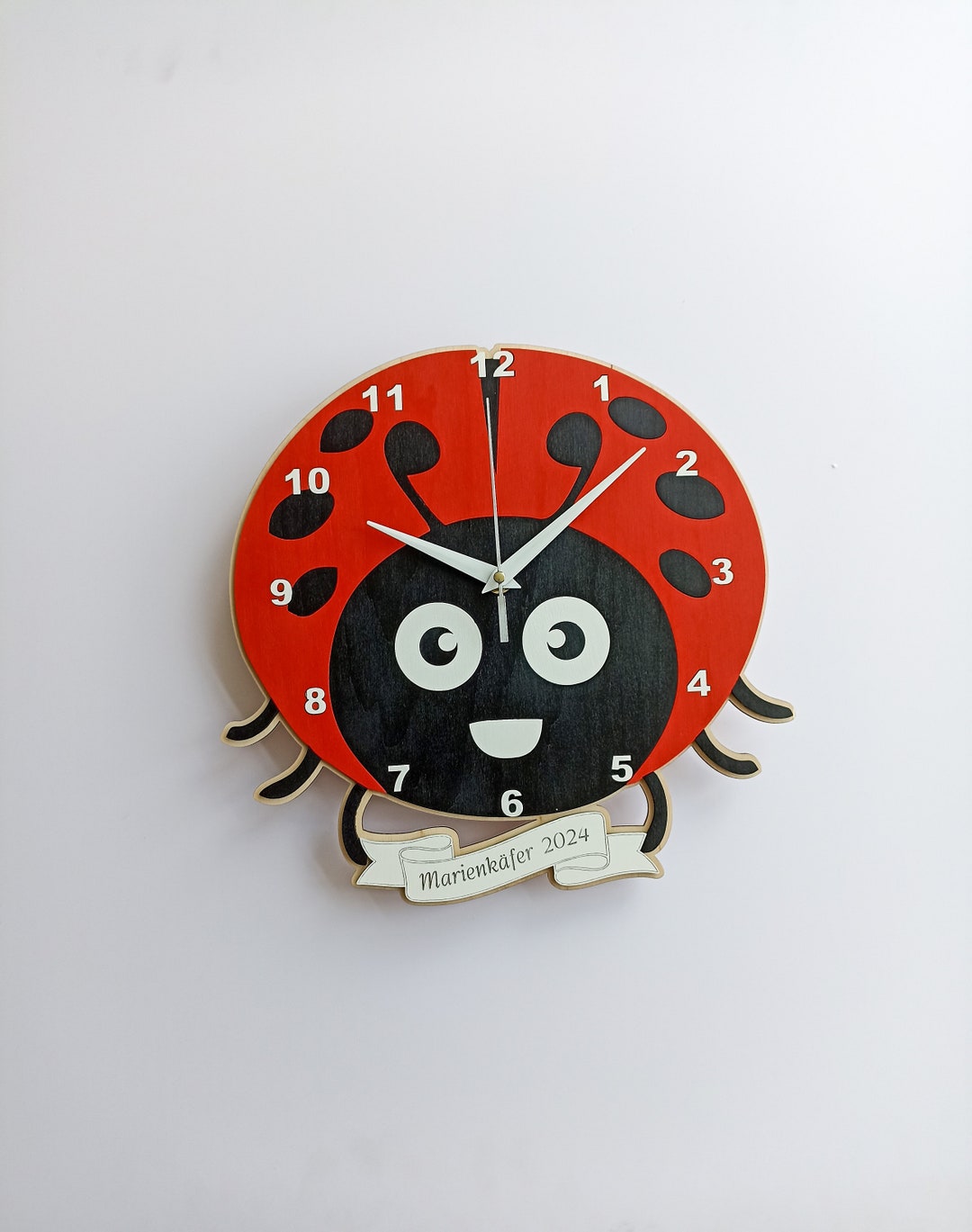 Adorable Wooden Ladybug Wall Clock - Fun and Functional Nursery Decor ...