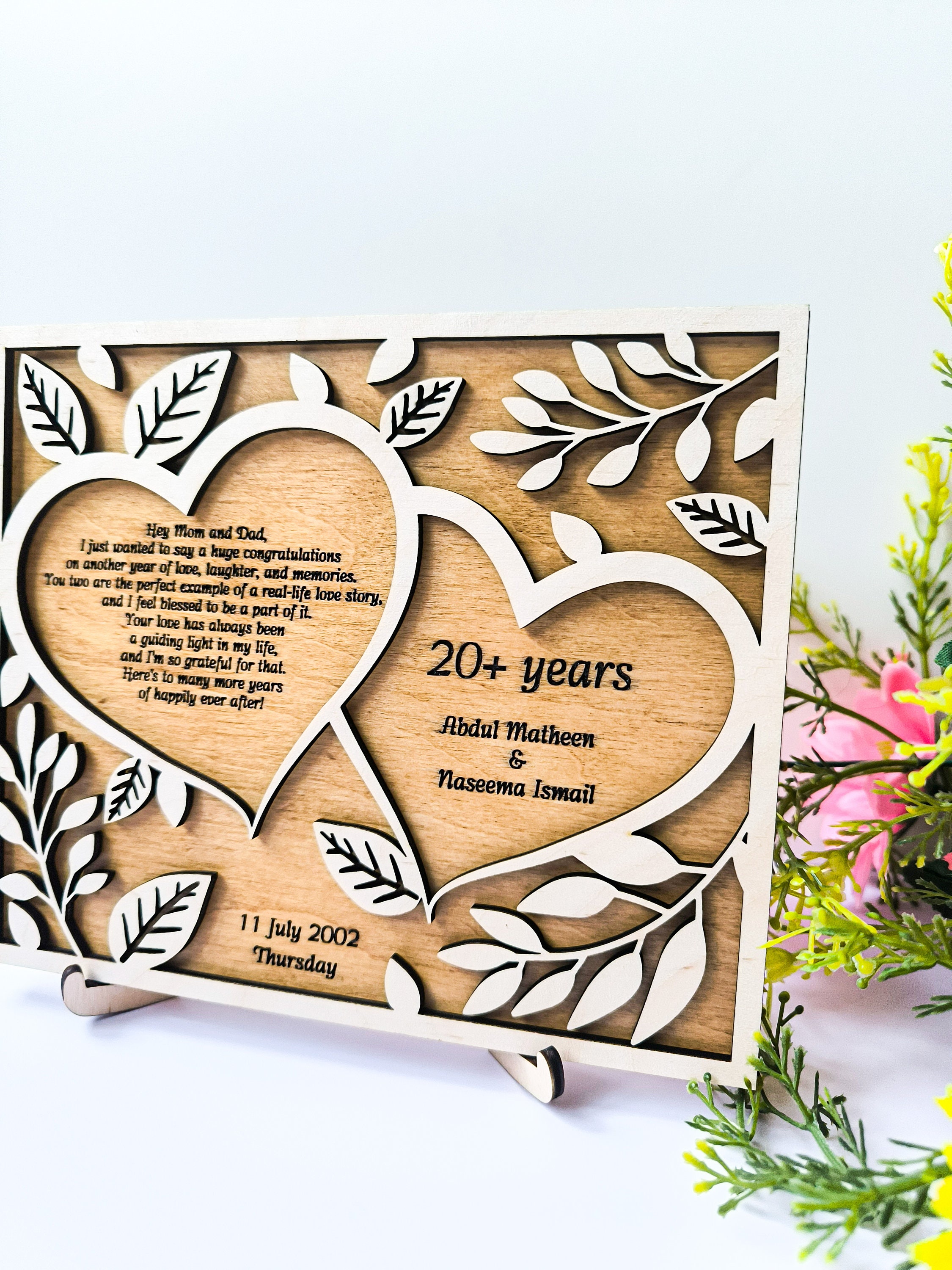 Anniversary Couple's Gift, Overlapping Hearts Easel Stand, Personal ...