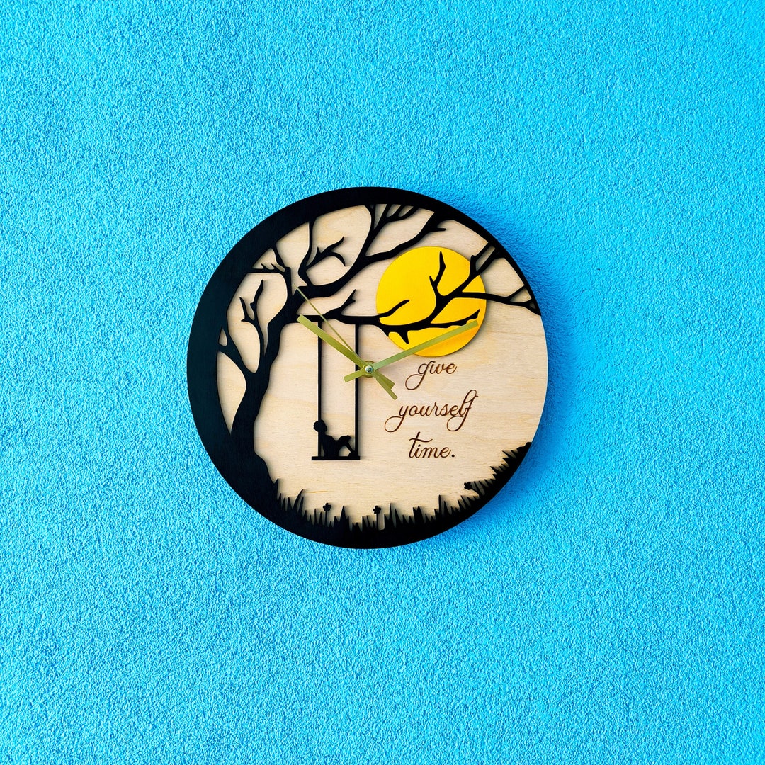 Wooden Motivating Quote Clock, Inspiring Sayings Timepiece, 11" Work ...