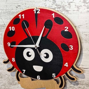 Adorable Wooden Ladybug Wall Clock - Fun and Functional Nursery Decor ...