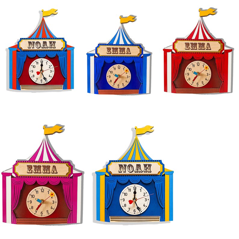 Unique Wall Clock Perfect Kids Room Decor Children's Circus Theme ...