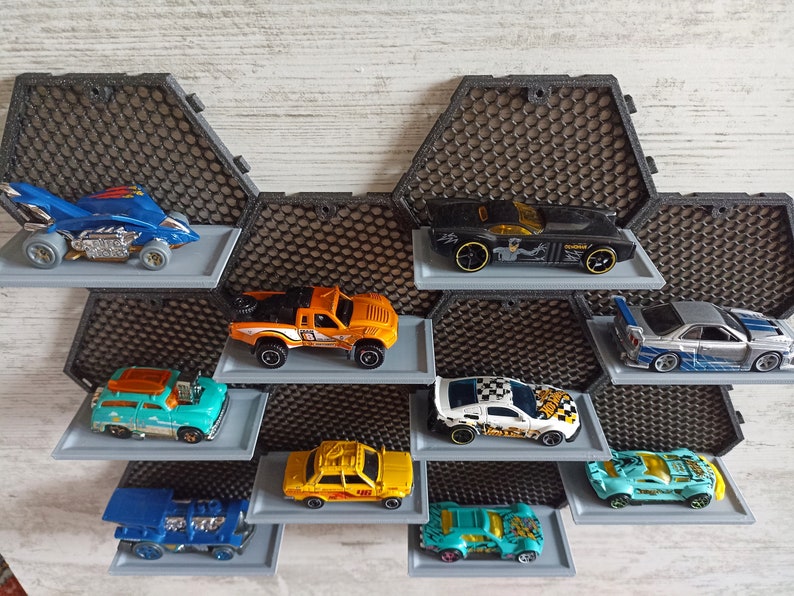Little Cars 1:64 3D Printed Shelf Display for Cars, Honeycomb Shaped ...