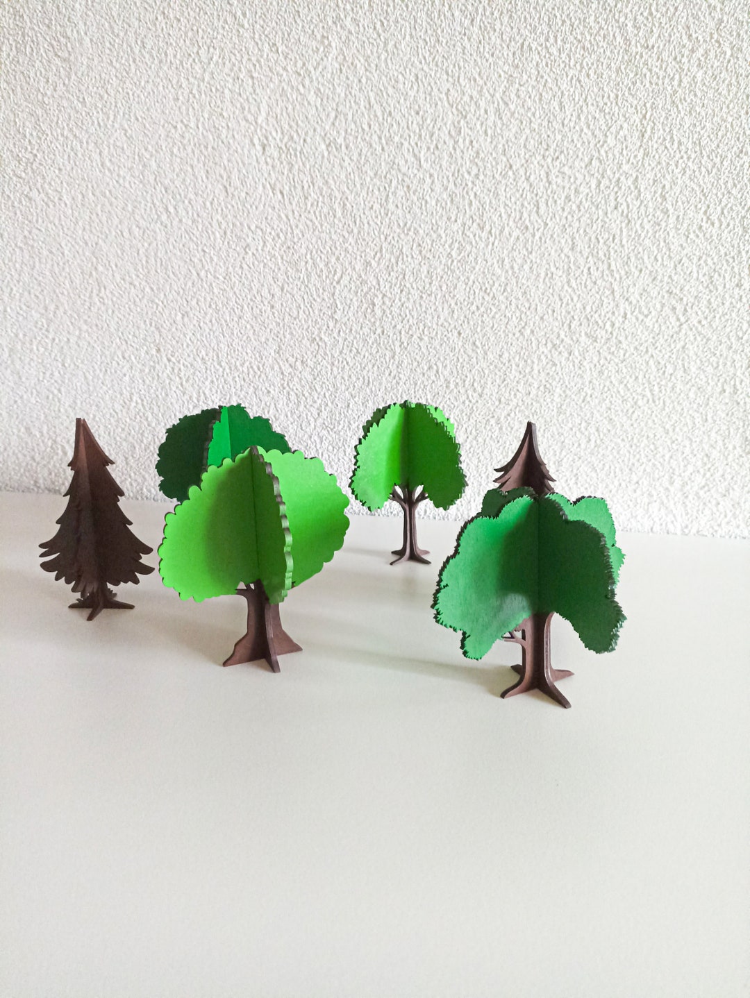 3D Little Trees Dollhouse Decoration Set, 6 Pcs Wooden Trees Model ...