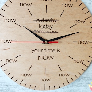 Motivational Wall Clock Inspirational Clock Now Modern Wall Clock ...