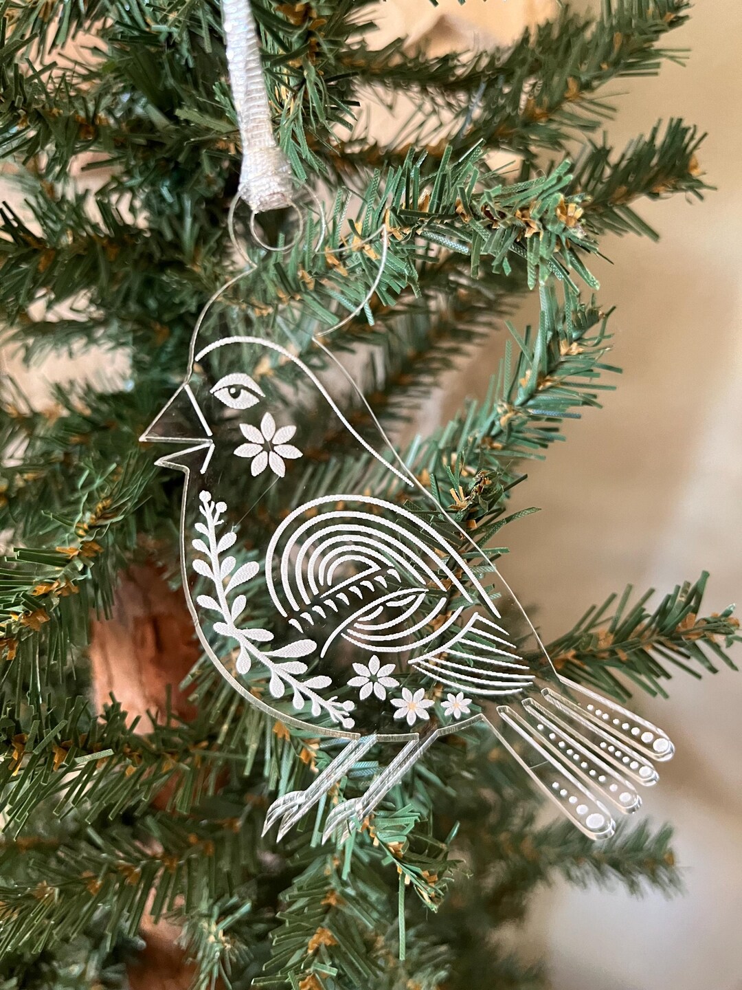 Cardinal Folk Art Ornament, Cardinal Ornament, Cardinal Christmas ...