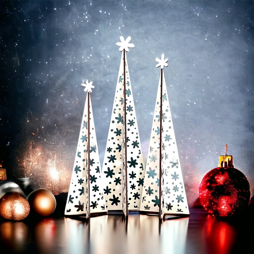 Wooden 3D Cutout Snowflake Christmas Trees 3 Sizes - Etsy